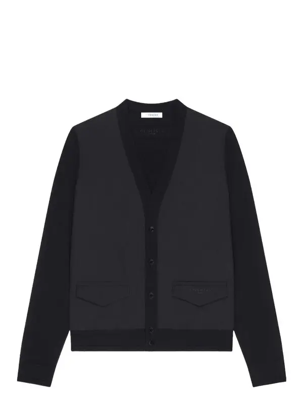 Givenchy Cotton Knit Cardigan With Paris Jacquard - Black