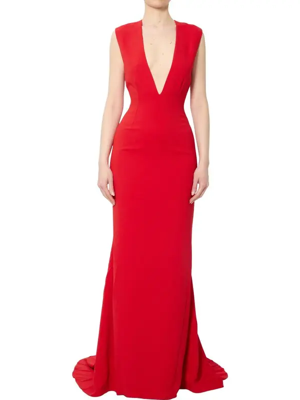 Solace London Althea Plunge Maxi Dress - Red