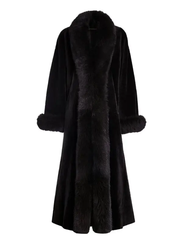 Nour Hammour Sima Grand Shearling Coat - Dark Brown