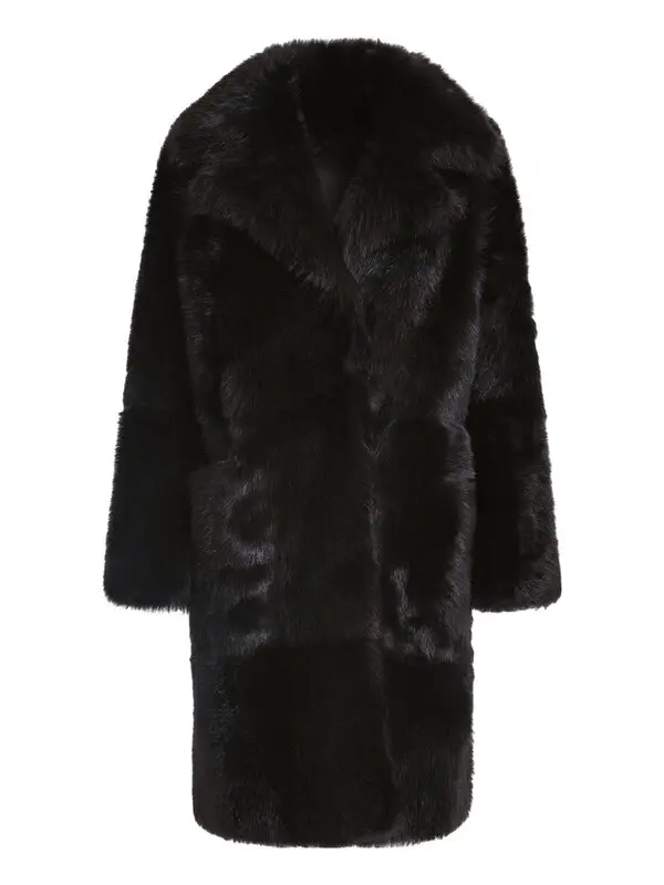 Nour Hammour Long-sleeved Fur Coat - Chocolate Lava