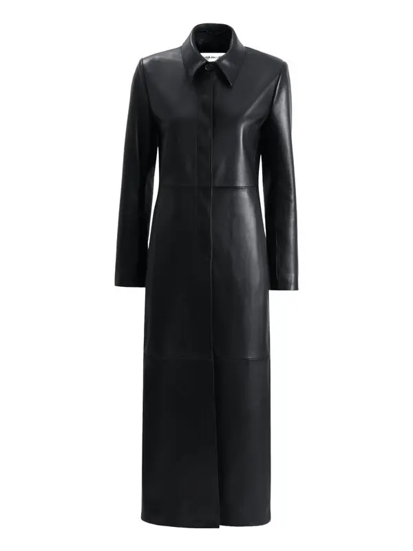 Nour Hammour Gotham Sleek Leather Coat - Black