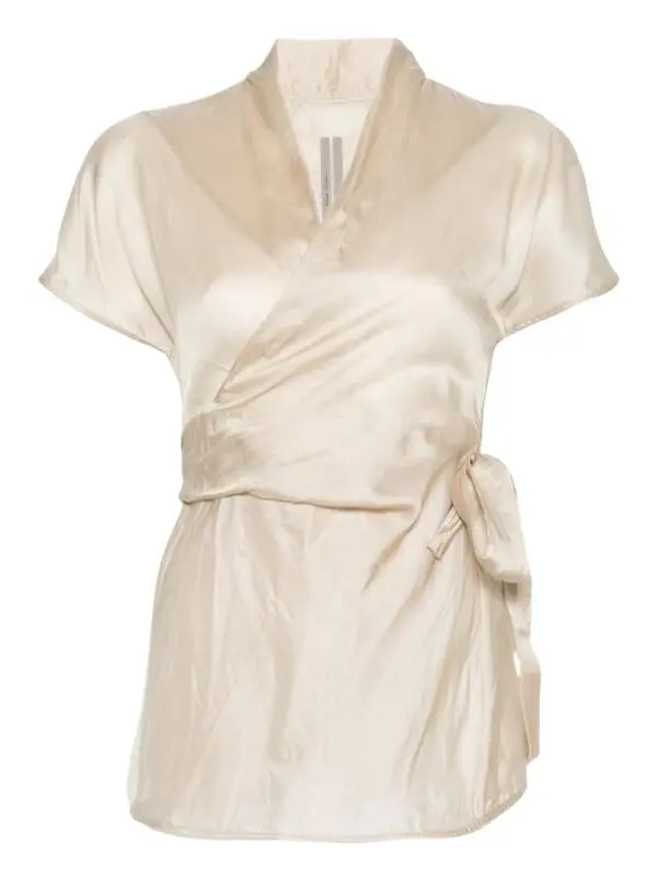 Rick Owens Tie-waist V-neck Blouse - Beige