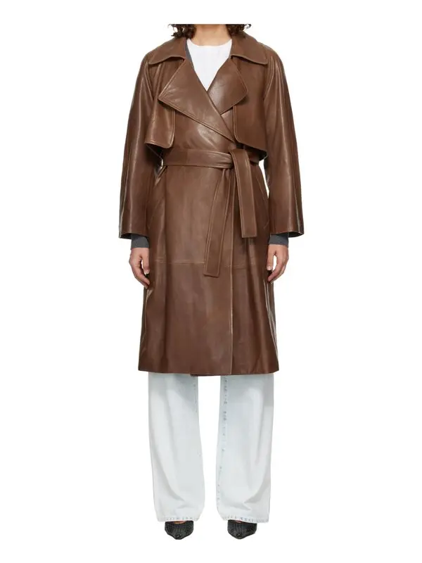 Nour Hammour Long Sleeved Trench Coat - Brown