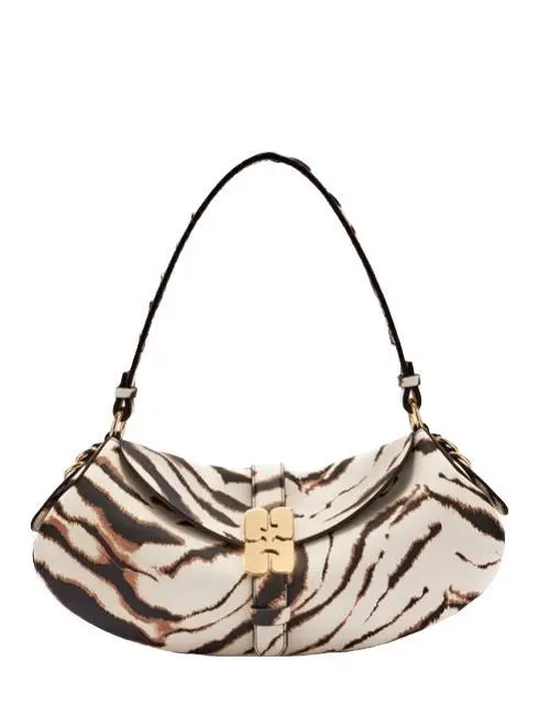 GANNI B-kat Printed Shoulder Bag - Egret