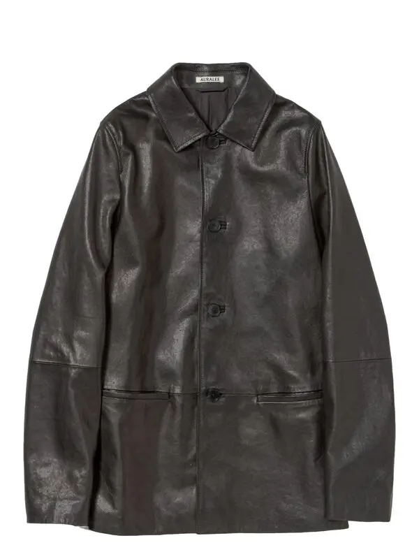Auralee Textured Leather Blouson - Black