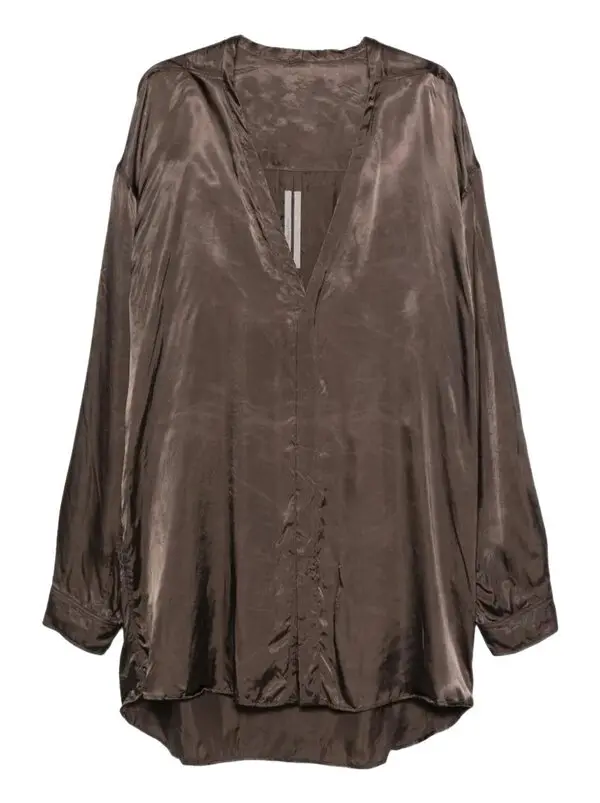 Rick Owens Concordian V-neck Shirt - Brown