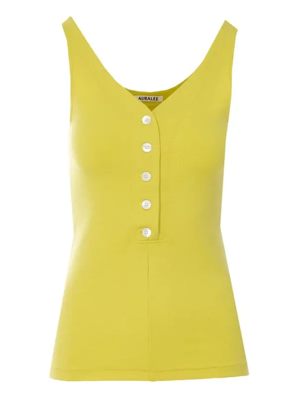 Auralee Sleeveless Vest With Button Detail - Yellow