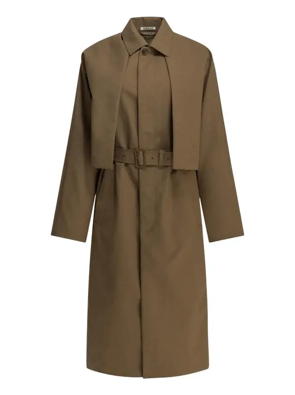 Auralee Belted Layered Coat - Brown