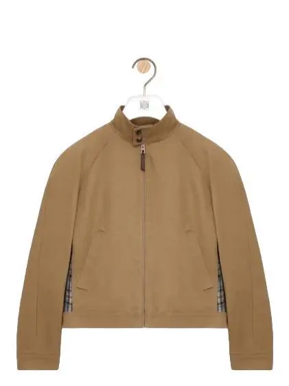 Loewe High Neck Jacket With Anagram Embroidery - Light Brown