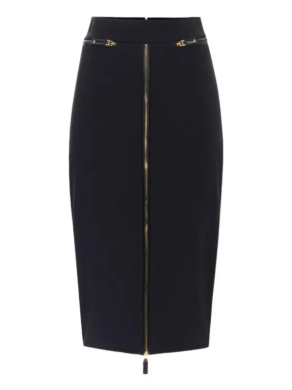 Elisabetta Franchi Zip-front Crêpe Midi Skirt - Black