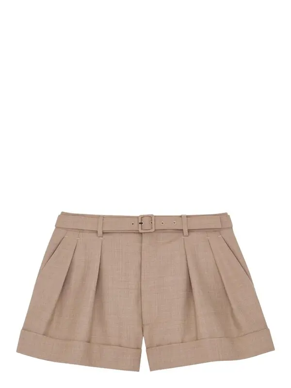 Saint Laurent Wool Shorts - Nude