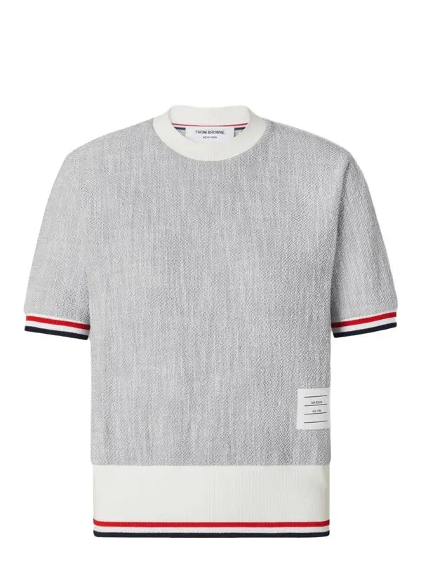 Thom Browne Tweed Texture Crew Neck Short Sleeve T-shirt - Grey