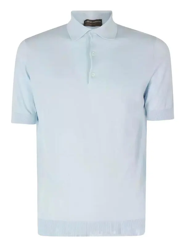 FILIPPO DE LAURENTIIS Short-sleeve Knitted Polo Shirt - Blue