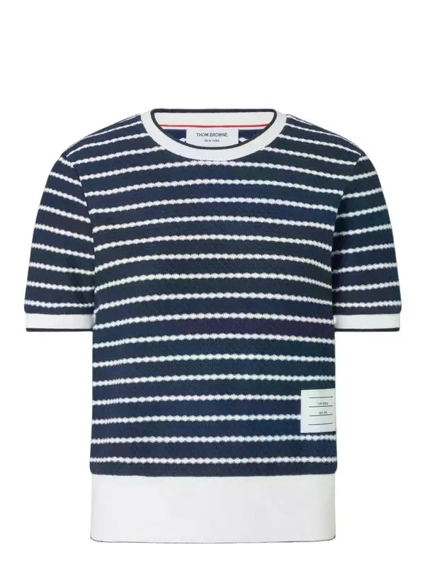 Thom Browne Striped Honeycomb-rib T-shirt - Red