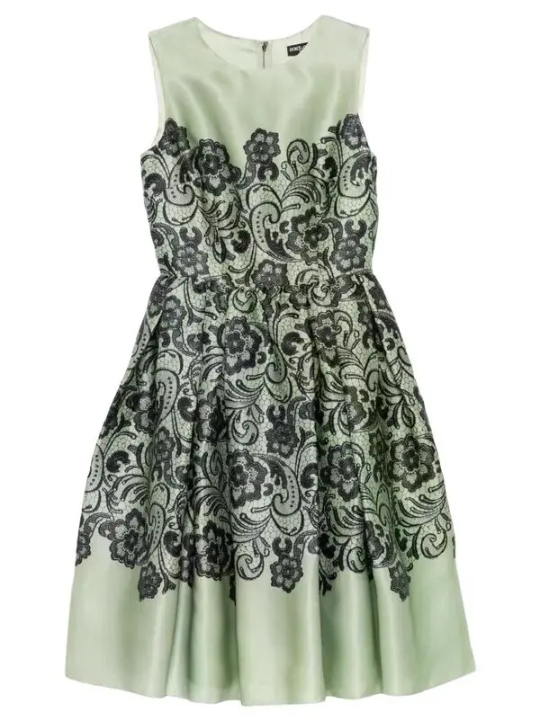 Dolce & Gabbana Floral Lace-printed Midi Dress - Green