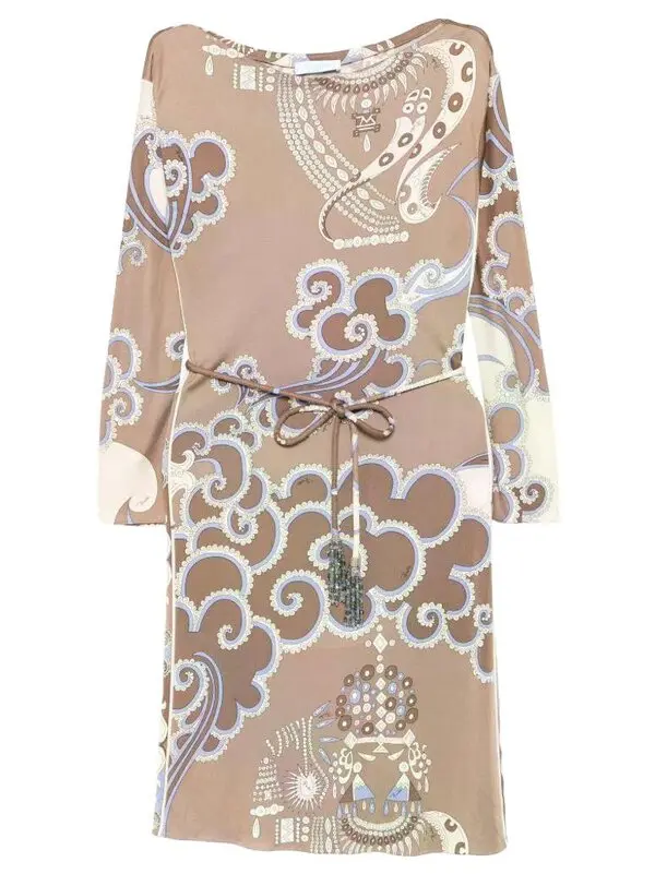 Emilio Pucci Abstract Print Midi Dress - Brown