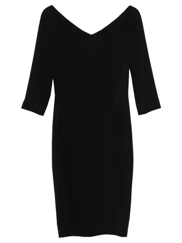 Dolce & Gabbana V-neck Long Sleeve Midi Dress - Black