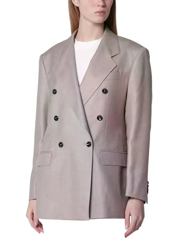 Tagliatore Taupe Double-breasted Blazer - Grey