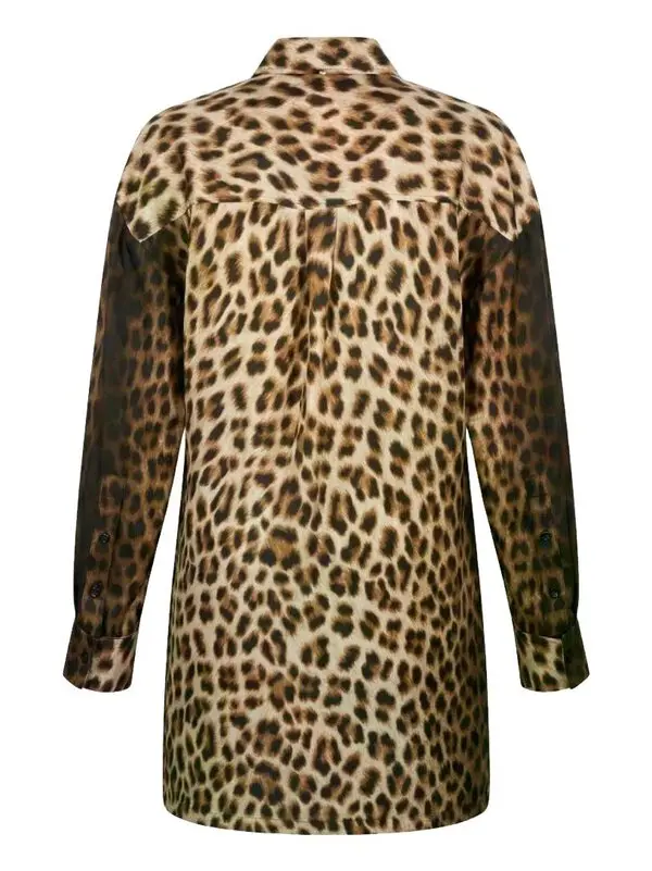 Sportmax Leopard-print Silk Mini Shirt Dress - Brown