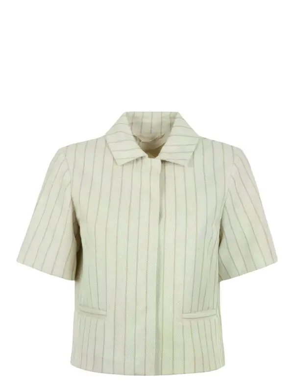 Max Mara Cropped Pinstriped Jacket - Neutrals