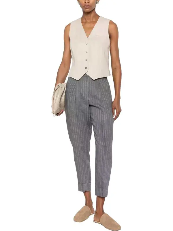 Peserico Pinstripe Pleated Trousers - Grey