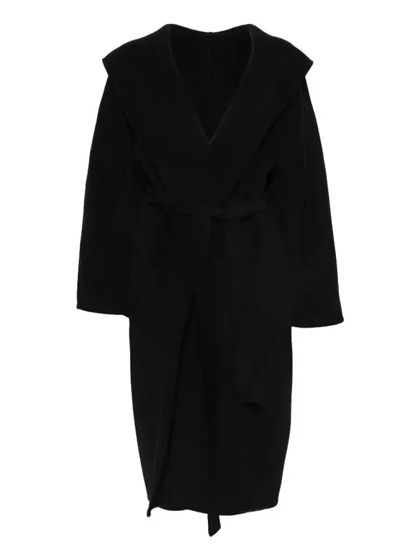 Alberta Ferretti Belted Hooded Coat - Black