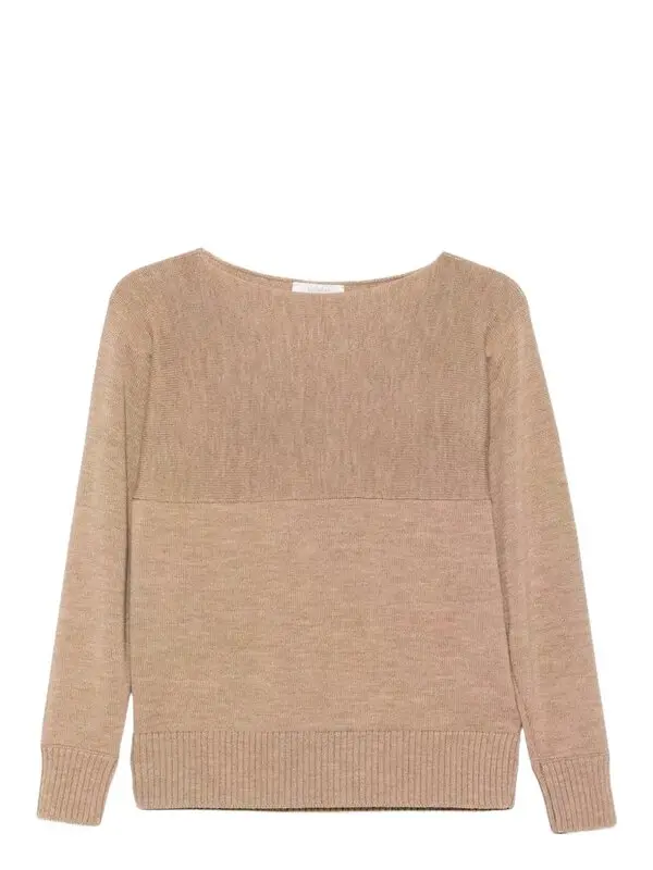 ZANONE Boat-neck Ribbed-trim Sweater - Brown