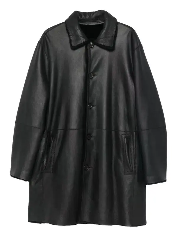 DESA 1972 Long-sleeve Leather Coat - Black