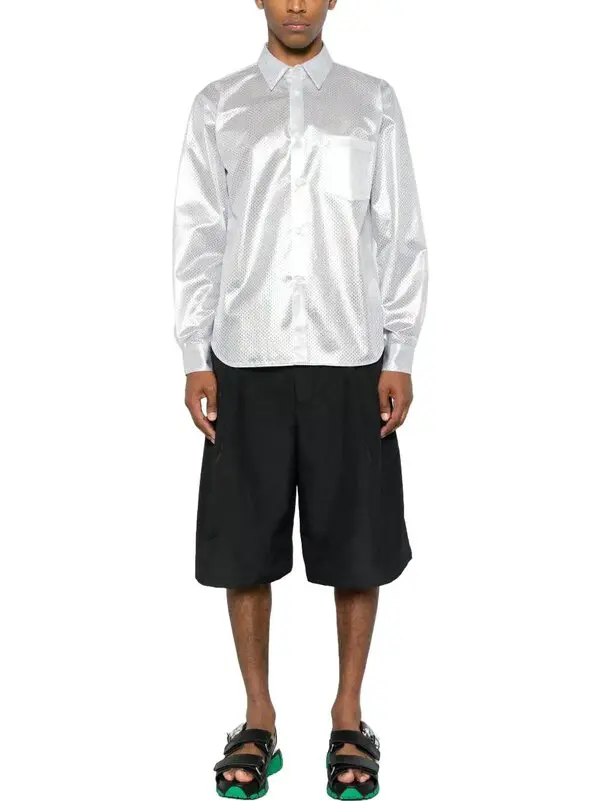 Comme Des Garçons Perforated-mesh Shirt - Silver