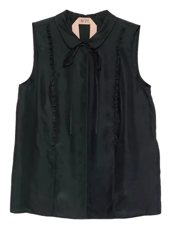 N°21 Ruffle-trimmed Sleeveless Shirt - Black