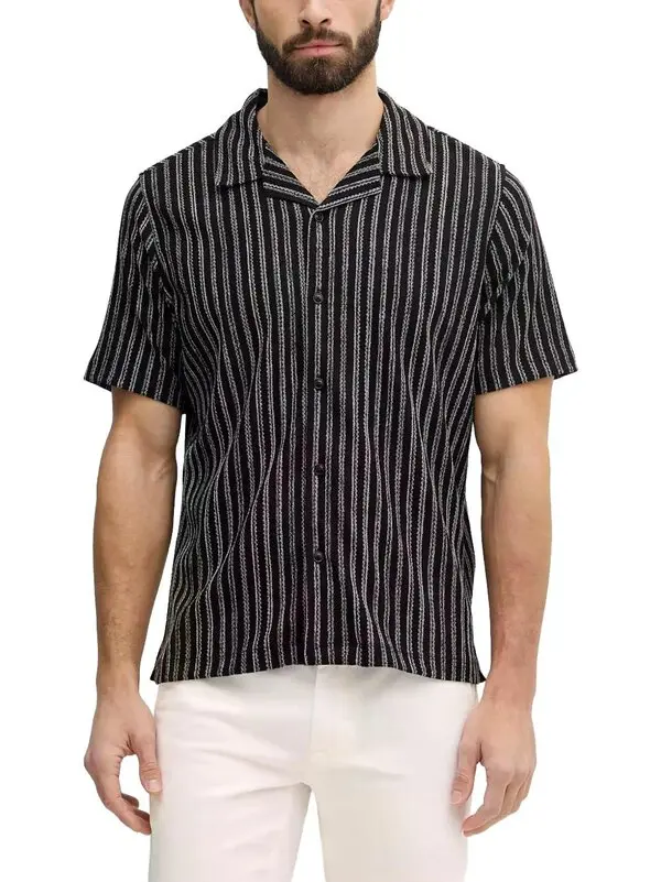 Guess Stripe-print Short-sleeve Shirt - Black