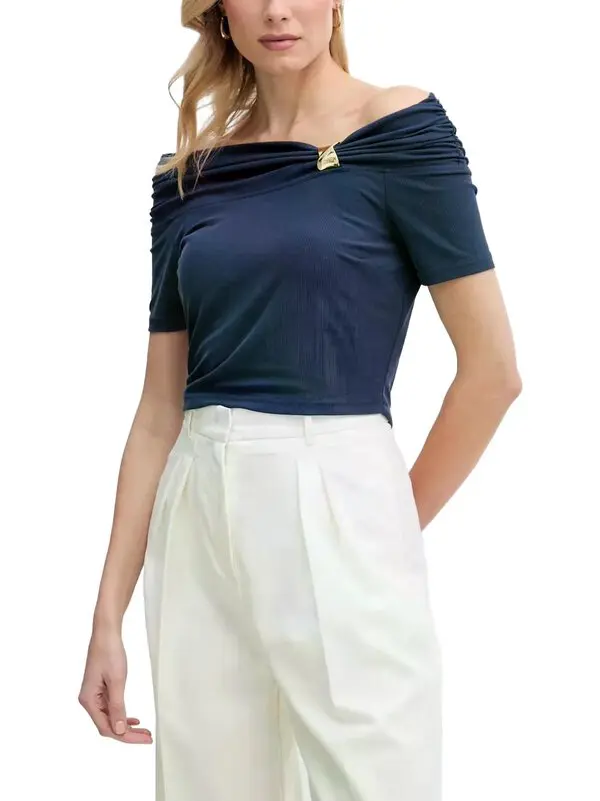 Guess Off-shoulder Ruched Top - Blue