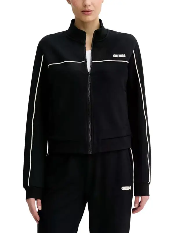 Guess Logo Patch Piped-trim Sweatshirt - Black
