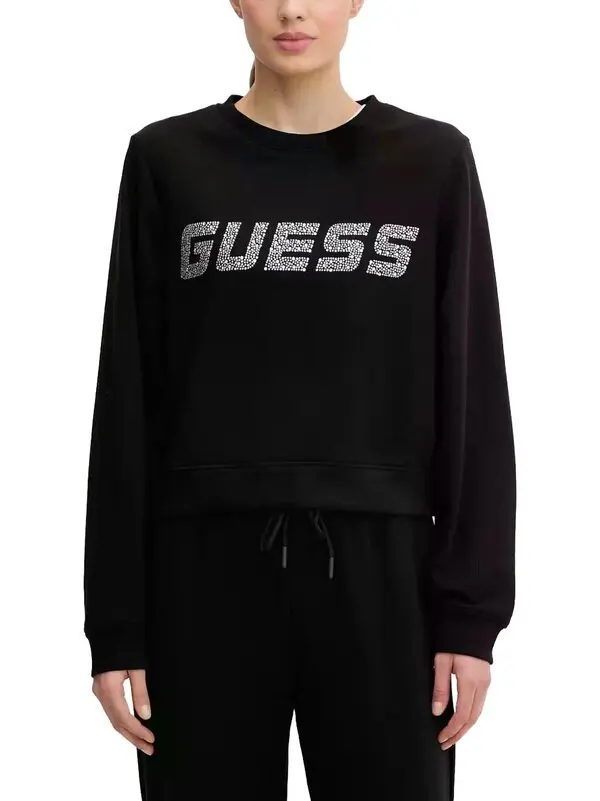 Guess Embellished Cropped Sweatshirt - Black