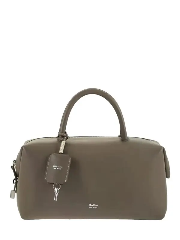 Max Mara Leather Shoulder Bag With Padlock Detail - Grey