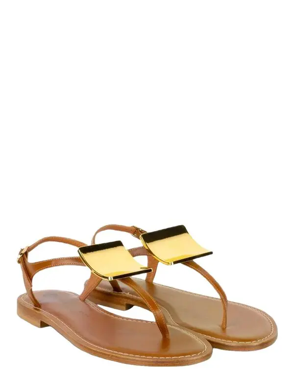 Roberto Festa Flat Sandals With Plaque Detail - Brown