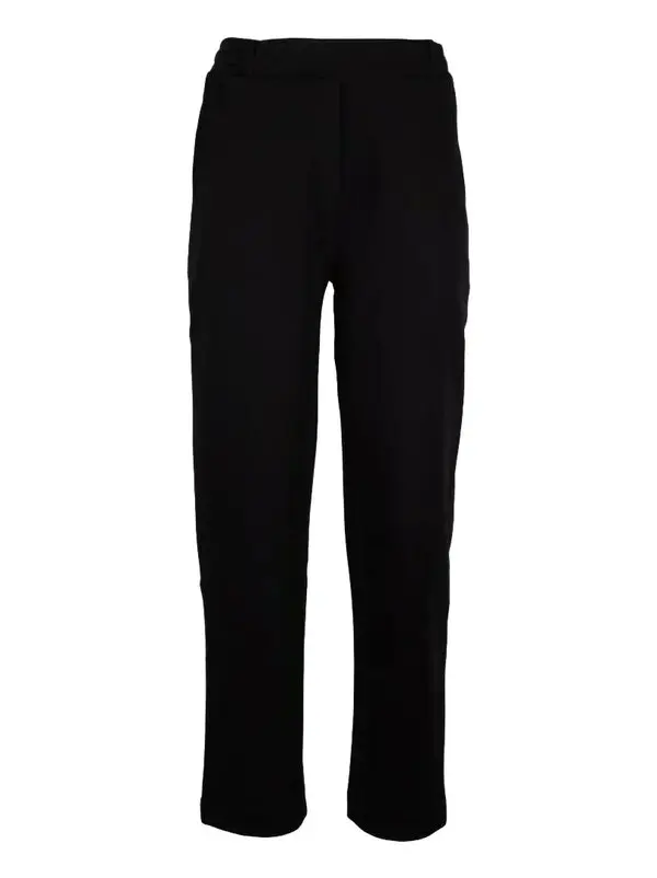 OWN Elasticated-waistband Straight-leg Trousers - Black