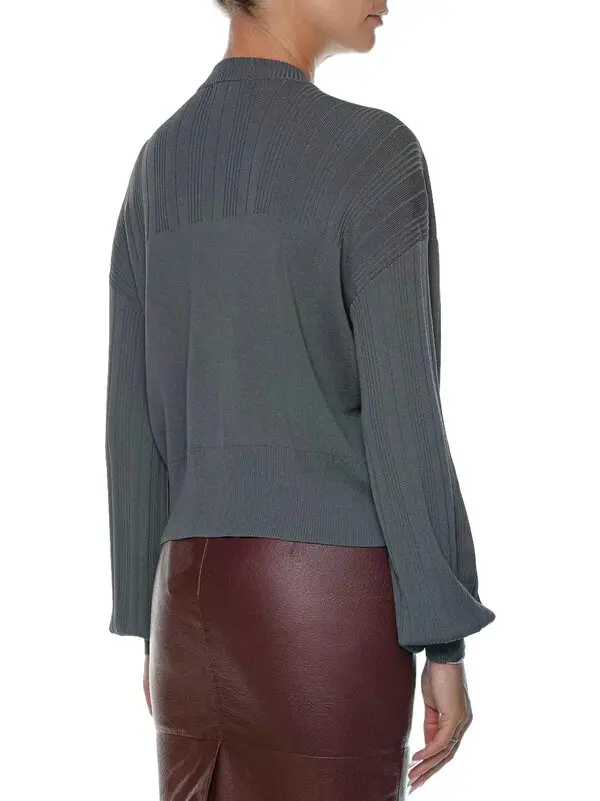 Armani Exchange Ribbed Knit Cardigan - Grey