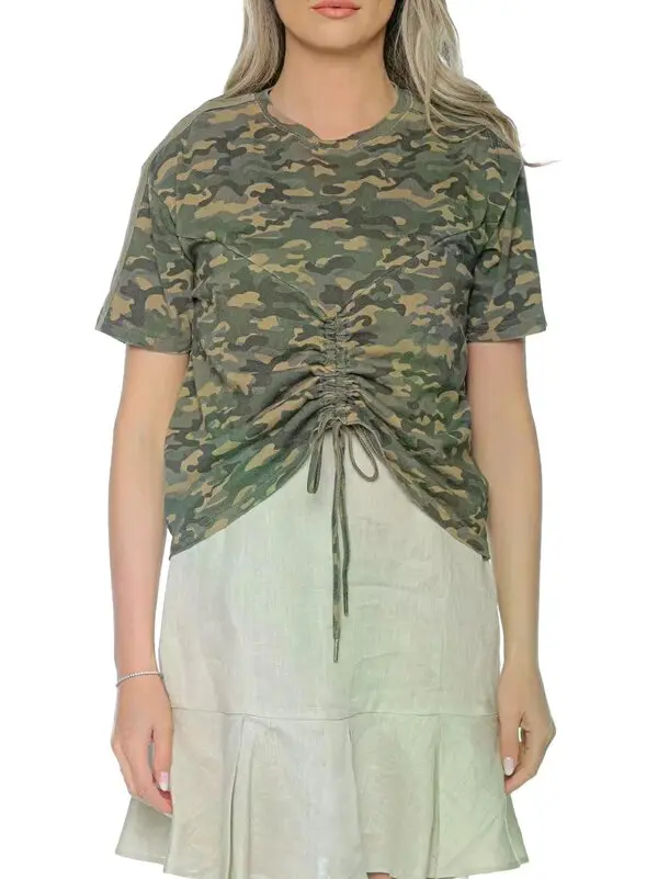 Ksubi Ruched Camouflage-print T-shirt - Brown