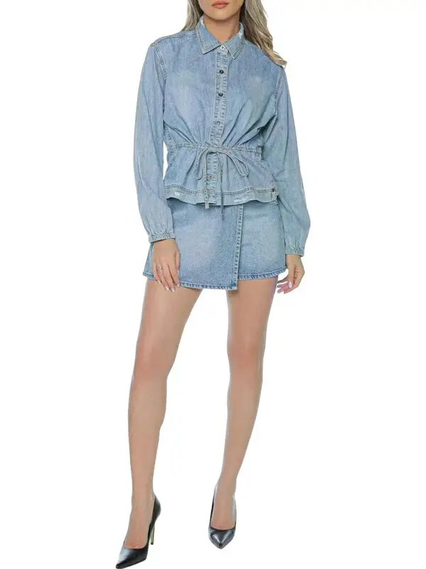 Armani Exchange Wrap-front Denim Shorts - Blue