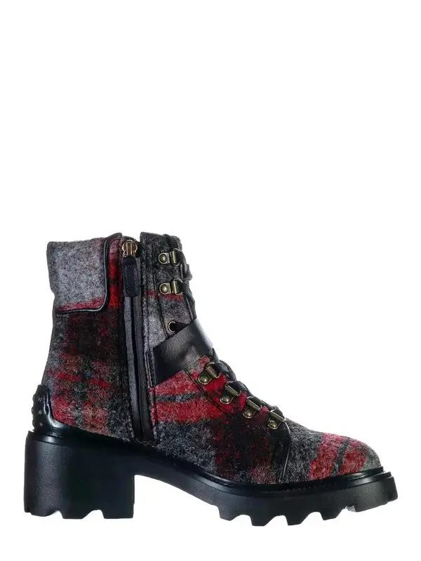 TOD'S Plaid Combat Boots - Grey
