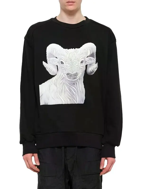 JUUN.J X Shkret Maxim Ram Graphic Print Sweatshirt - Black