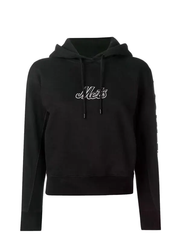 COUNTY OF MILAN Logo Embroidered Cropped Hoodie - Black