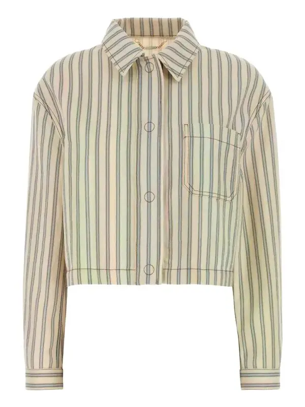 Fendi Ff Striped Denim Jacket - Neutrals
