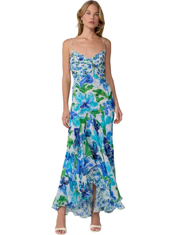 Diane Von Furstenberg Eileen Sequined Maxi Dress - Cote And Meadow Ibiza Blue