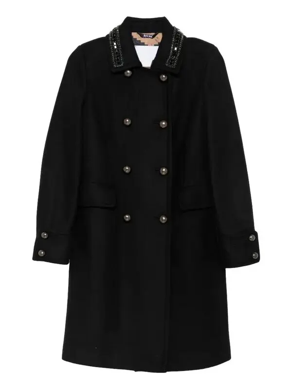 BAZAR DELUXE Bead-embellished Double-breasted Coat - Black