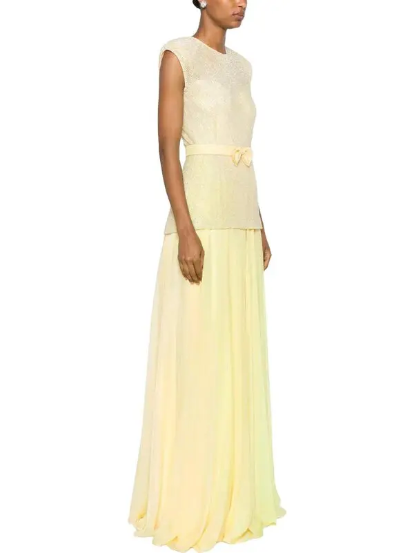 SILK LOVE & LACE Mabel Bow-detail Maxi Dress - Yellow