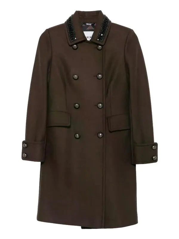 BAZAR DELUXE Bead-embellished Double-breasted Coat - Brown