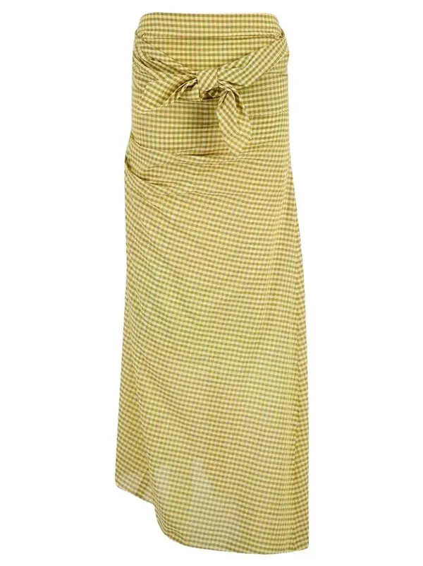 Auralee Gingham Check Asymmetric Dress - Yellow