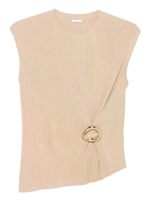 JOSEPH Pleated Ring-detail Sleeveless Top - Neutrals
